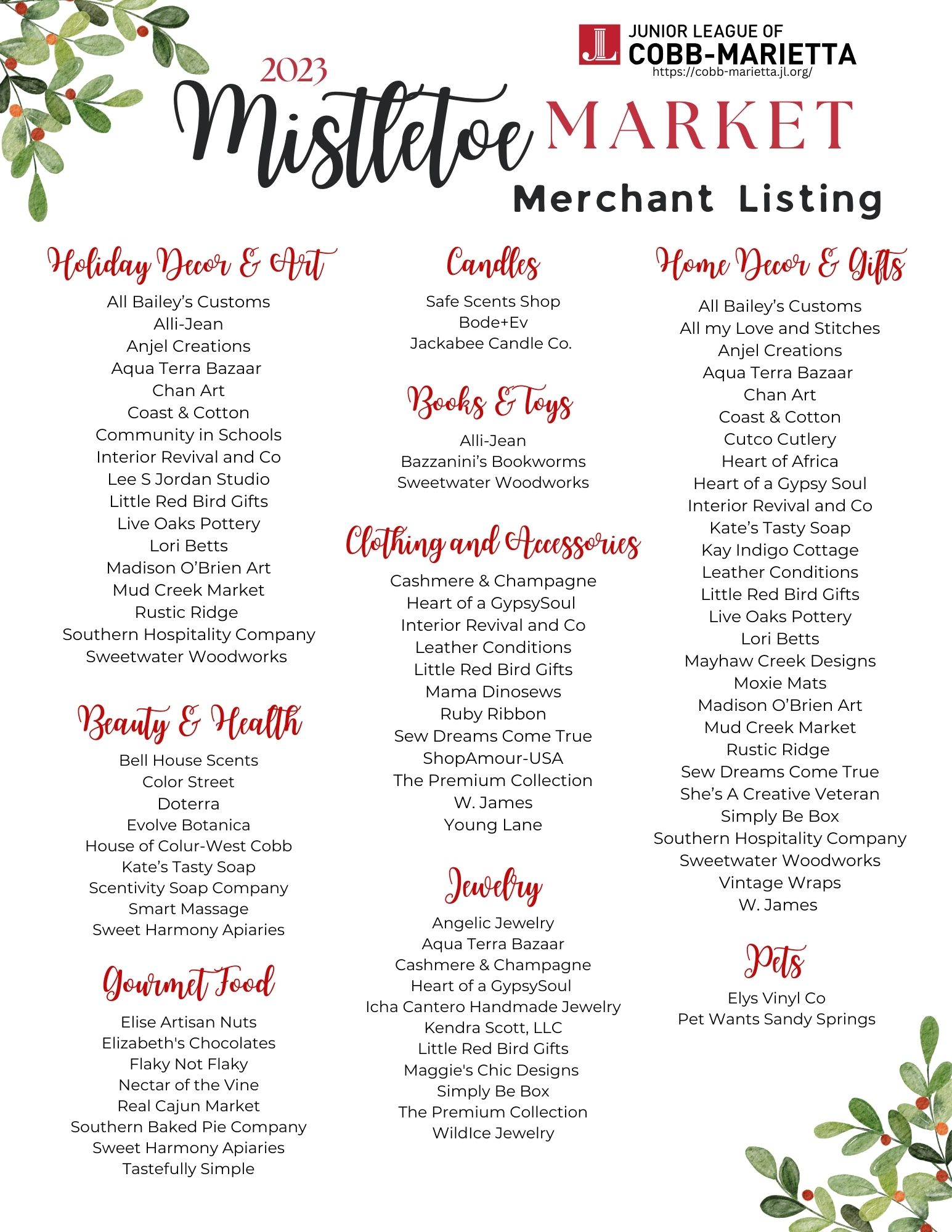 Mistletoe Market - Junior League of Cobb-Marietta, GA