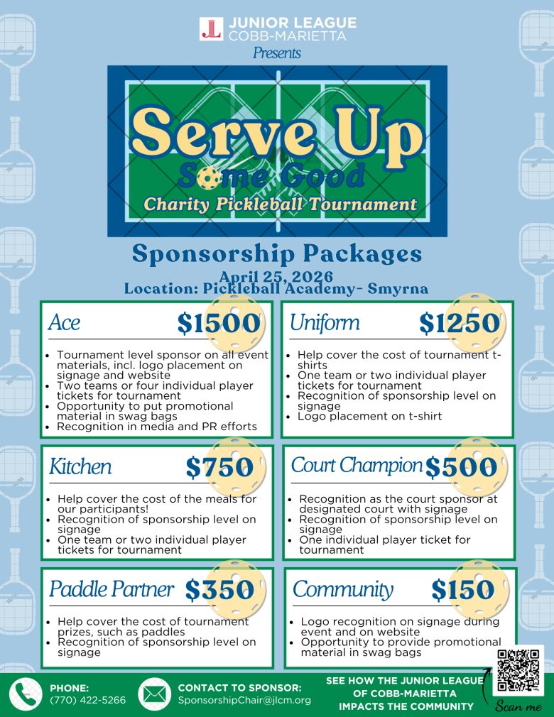 Serve Up Some Good Sponsorships - Junior League of Cobb-Marietta, GA